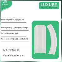 China Wholesale French Artificial Nails Half Cover Natural Square Shape Fake Nails Press on Nails for sale