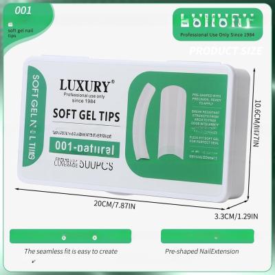 China 500PCS Natural Long Square Nail Tips Half Cover Acrylic Artificial Nails for sale