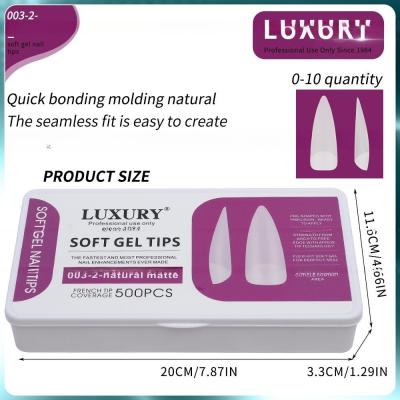 China Natural Matte Sharp Shape Nail Tips Full Cover Acrylic Soft Gel Fake Nails for Salon & Home Nail Art Manicure for sale