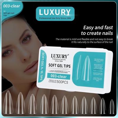 China 500PCS Gel Almond Shaped False Nail 11 Sizes Full Cover Pre-Shape Acrylic Fake Nails for DIY Nail Salon for sale