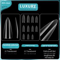 China Gel Nail Tips Almond Stiletto Nail Tips Full Cover False Nails Clear Acrylic Nail Art Extensions 11 Size for sale