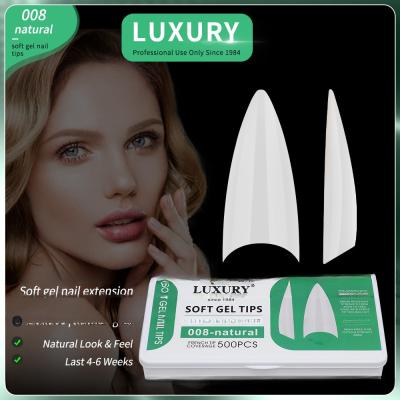 China Nail Salon Supplies Sharp Shape Quick Extension Gel Nail Natural Half Cover Acrylic False Nails for Manicure DIY Design for sale
