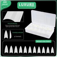 China Nail Salon Supplies Sharp Shape Quick Extension Gel Nail Natural Half Cover Acrylic False Nails for Manicure DIY Design for sale