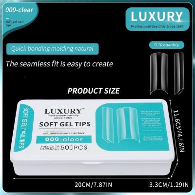 China 500PCS Square French Nail Tip Press on Nails Clear Color Half Cover Artificial False Nails 11 Sizes Fake Nails for sale
