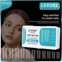 China 500PCS Square French Nail Tip Press on Nails Clear Color Half Cover Artificial False Nails 11 Sizes Fake Nails for sale