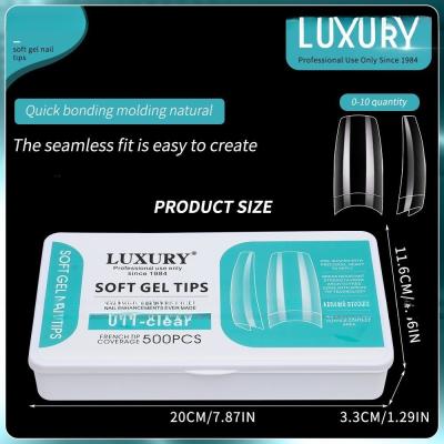 China 500PCS Square French Nail Tips Clear Fake Nails Acrylic Half Cover False Nails DIY Press on Nail for Nail Extension with Box for sale