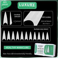 China Long Stiletto V Shaped Natural False Nail Tips French Manicure Fake Nails for sale