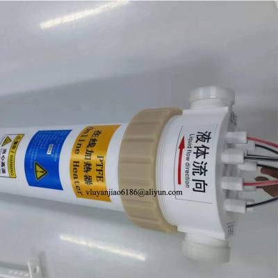 China 10kW PTFE Housing Inline Chemical Heater Three Phase Industrial In Line Electric Heater for sale