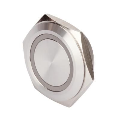 China 30mm Steel 24v Anti Vandal Push Button Switch Momenatry With Rgb Led for sale