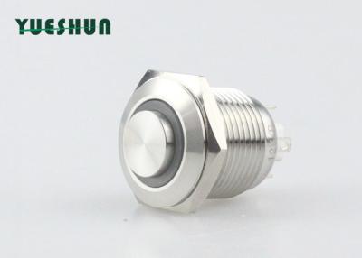China 12 Volt LED Stainless Steel Push Button Switch 16mm Panel Mount High Head Ring Type for sale