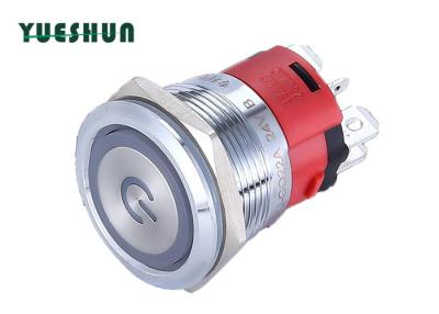 China Angle Eyes Symbol LED Light 18A 22mm Latching Push Button Switch for sale