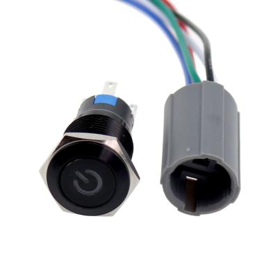 China Aluminum Led 16mm Pigtail Vandal Resistant Push Button for sale