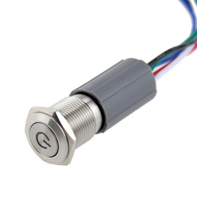 China 16mm IP67 Anti Vandal Push Button Switch With Harness Plug for sale