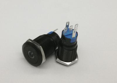 China Black Momentary Aluminum 19mm Illuminated Vandal Switch for sale