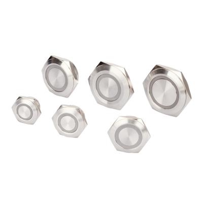 China Flat Head Push Button Switch Led Illuminated Stainless Steel Ip67 Micro 4pins Momentary for sale