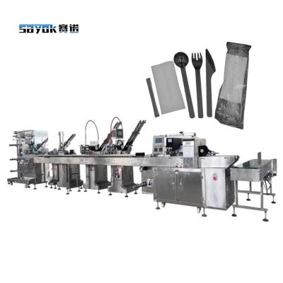 China Wooden Plastic Tableware Set Packing Machine With Speed Packing Of 80-120 Pack/min for sale
