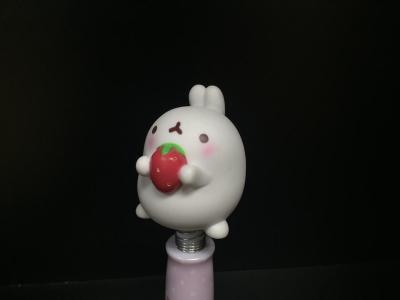China Ball pen with white rabbit figure rubber sucker Plastic Daily Product used for decoration promotion made of PVC and ABS for sale