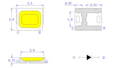 China SMD 2835 RGB LED Chip 54V 1W High Brightness for Grow Light and Sign Lighting for sale