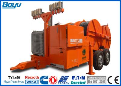 China 4x50kN Hydraulic Tensioner 4 Bundle Conductor Stringing Equipment Cummins Engine 1500mm Bullwheel for sale