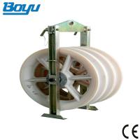 China Galvanized Steel Frame Three Nylon Wheels Electric Cable Pulley Transmission Line Stringing Tools for sale