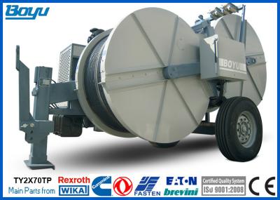 China TY2X70TP Double Bundle Overhead Line Stringing Equipment - 2x70kN Max Pull, 1700mm Bull-wheel, Cummins 129kW Diesel Engine for sale