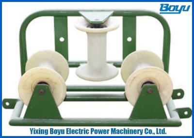 China Ground Corner Pulley Stringing Blocks with 3 Nylon Wheels, 10kN Load Capacity for Transmission Line Installation for sale
