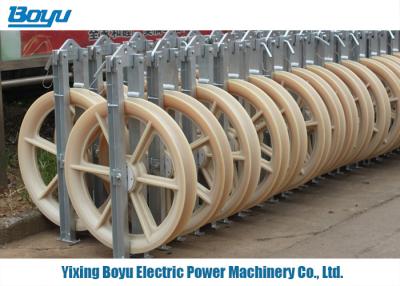 China 20kN Single Wheel Aerial Roller Stringing Block for Conductor 250x60mm for sale