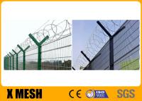 China Airport V Mesh Security Fencing 5mm Wire With Razor Barbed Wire Black Abrasion Proof for sale