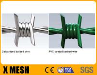 China Green PVC Coated Barb Wire 1.5cm Barb Length Standard Twist Type 1200MPa Tensile for sale