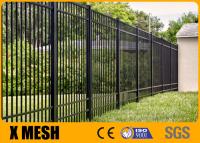 China Black 3 Rail Galvanized Steel Picket Fence Akzone Nobel Powder Coating for sale