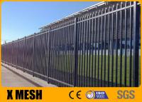 China Black Powder Coated Metal Tubular Fencing 1.8m High 2.4m Width Commercial for sale