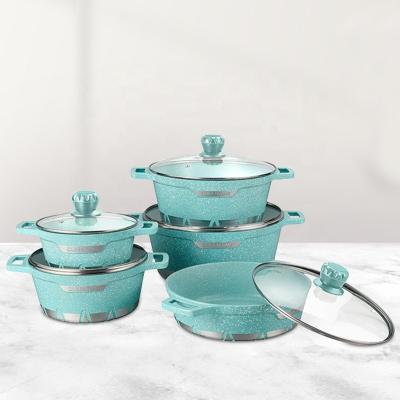 China Wholesale 10 Pieces Cooking Pot Set Induction Non Stick Cookware Set Aluminium Kitchen Pot Set for sale