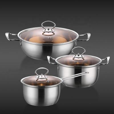China Amazon TOP Seller 6 PCS Flat Bottom Cooking Pot Sets Sauce Pan Soup Pot Frying Pan Sets For Kitchen for sale