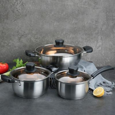 China New Design Korean Style Cooking Set 6 Piece Kitchen Cookware 18/8 Stainless Steel Pans And Pots Set for sale