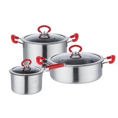 China New Arrival Kitchen Cooking Pot Set Stainless Steel Soup Pot Set Cooking Cookware Set for sale