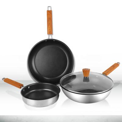 China Good Quality 4 pieces Stainless Steel Pot And Pans Cooking Set Non Stick Xylan Plus Cookware Set for sale