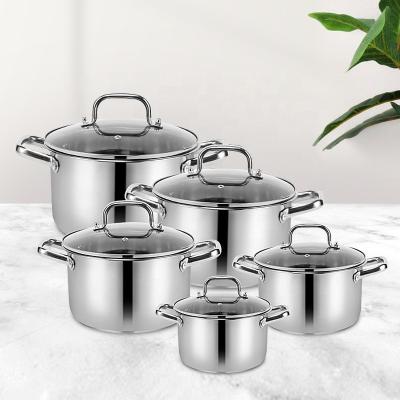 China Hot Sale 10 Piece Royal Kitchen Cookware Set Stainless Pot Cooking Cookware Soup Pot for sale