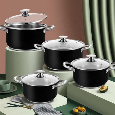 China Multifunction 8pcs 5 Layer Bottom Die-cast Stainless Steel Pots And Pans Ollas Soup Pot Set Cookware Set for sale
