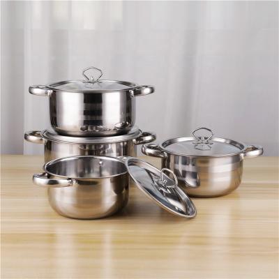 China 8pcs Quality Stainless Steel 410 Soup Pot 20cm 24cm Restaurants Cookware Cooking Set for sale
