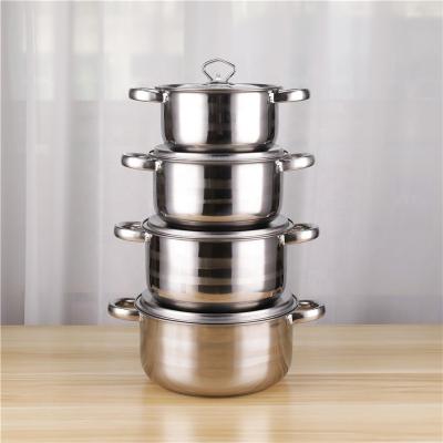 China Wholesale 8pcs Soup Stock Pot Set Non Stick Stainless Steel 410 Pots Set with Lid for sale