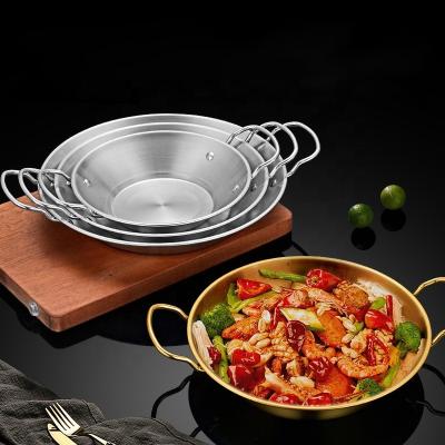 China Amazon Hot Selling Cooking Kitchen Cookware Induction Frying Pan Stainless Steel Paella Pans Seafood Frying Pan for sale