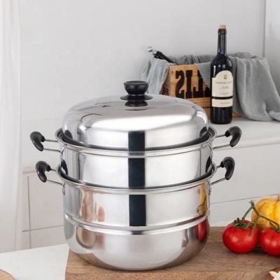 China Best Selling Customized Logo 3 Layer induction 10-inch Stainless Steel Steamer Pot with Anti-Heat Handle for sale