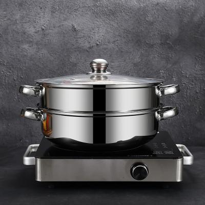 China Hot Selling Cookware Cooking Food Steamer Stainless Steel Steamer Pot Kitchen Soup Pot With Steamer for sale