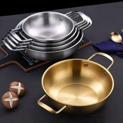 China Hot Selling Korea Cooking Kitchen Cookware Induction Frying Pan Seafood Frying Pan Stainless Steel Paella Pans for sale