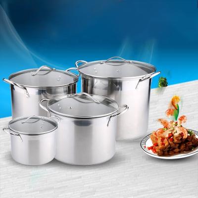 China Factory Price Silver Large Capacity Cookware Stew Pots Cooker Stainless Steel Heavy Duty Cooking Pots for sale