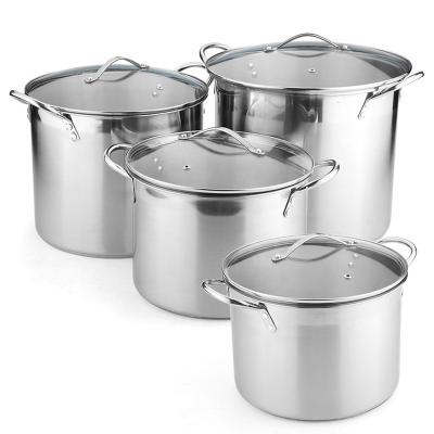 China Good Selling Silver Large Capacity Cookware Stew Pots Cooker SS 304 Cooking Pots With Binaural Handle for sale