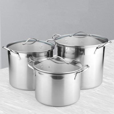 China Good Selling 18/8 Stainless Steel Soup Pots Multi-user Stew Pots Cooking Pots With Binaural Handle for sale