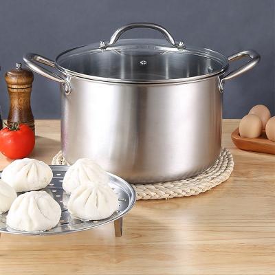 China Wholesale Top Seller Kitchen Cooking Steamer Pot Induction Stainless Steel 410 Cookware Soup Pot for sale