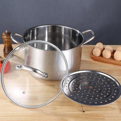 China Wholesale TOP Seller Kitchen Silver 3 PCS Soup Pots Big Steamer Pot Deep Steaming Pot For Cooking for sale