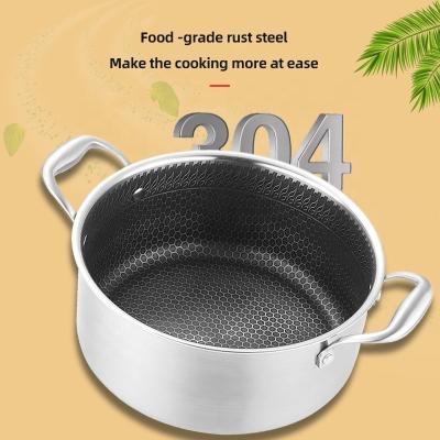 China Custom Induction 18/8 Stainless Steel Cooking Pot Honeycomb Non Stick Cooking Soup Pot With Glass Lid for sale